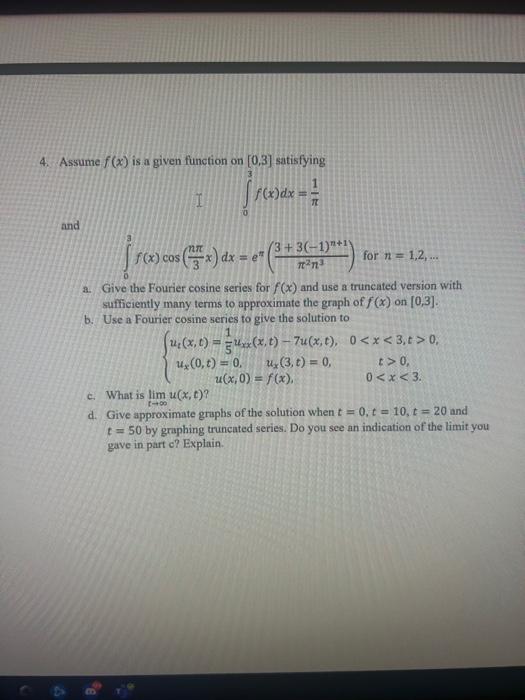 Solved 4. Assume f(x) is a given function on [0,3] | Chegg.com