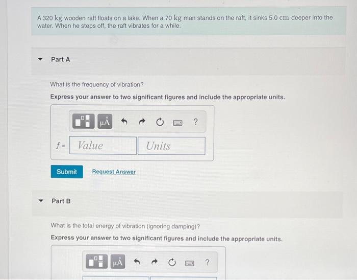 Solved A 320 kg wooden raft floats on a lake. When a 70 kg | Chegg.com