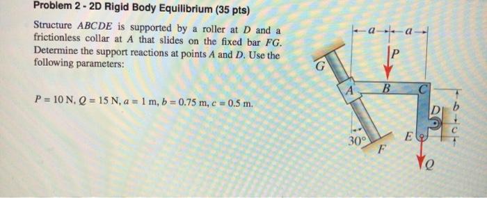 Solved Problem 2 - 2D Rigid Body Equilibrium (35 pts) | Chegg.com