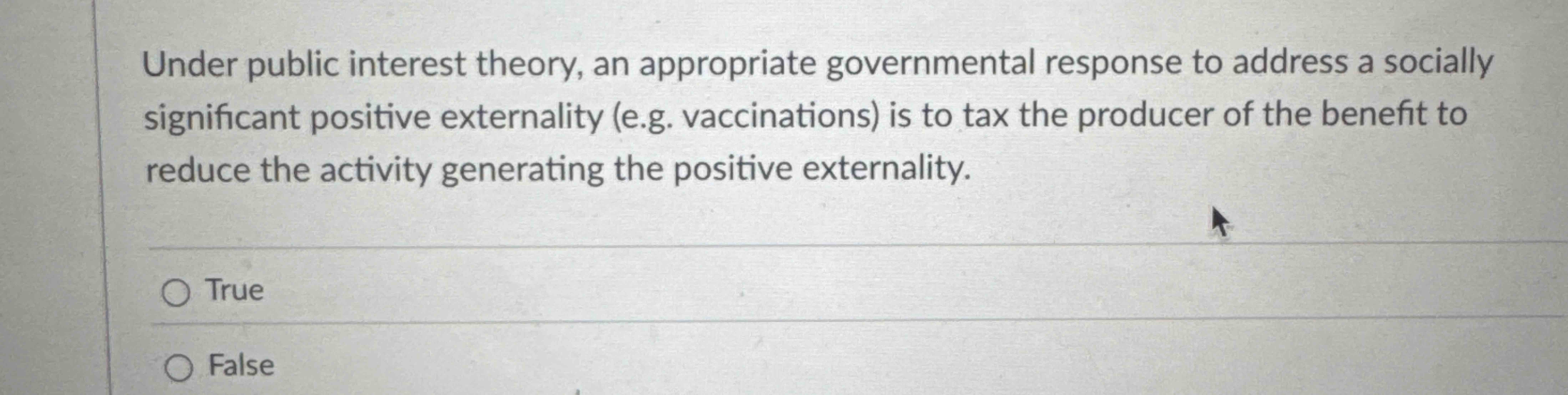 Solved Under public interest theory, an appropriate | Chegg.com