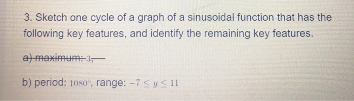 Solved 3. Sketch one cycle of a graph of a sinusoidal | Chegg.com