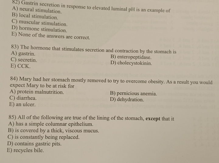 Solved Gastrin secretion in response to elevated luminal pH | Chegg.com