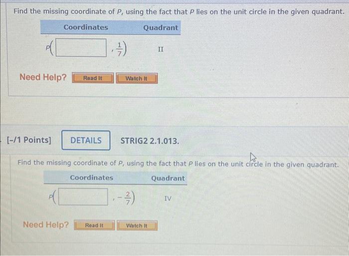 Solved Find the missing coordinate of P, using the fact that | Chegg.com