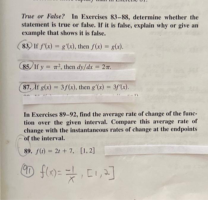 Solved True or False? In Exercises 83-88, determine whether | Chegg.com