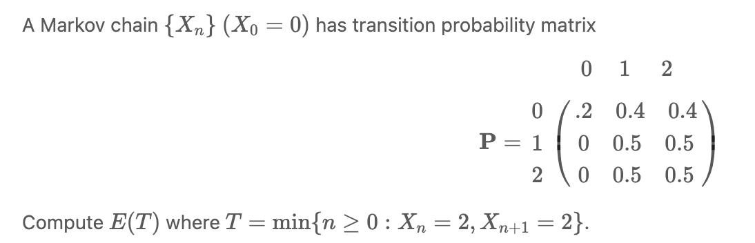 Solved A Markov chain {xn}(x0=0) ﻿has transition probability | Chegg.com
