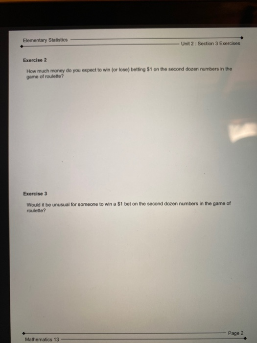 Elementary Statistics Unit 2: Section 3 Exercises | Chegg.com