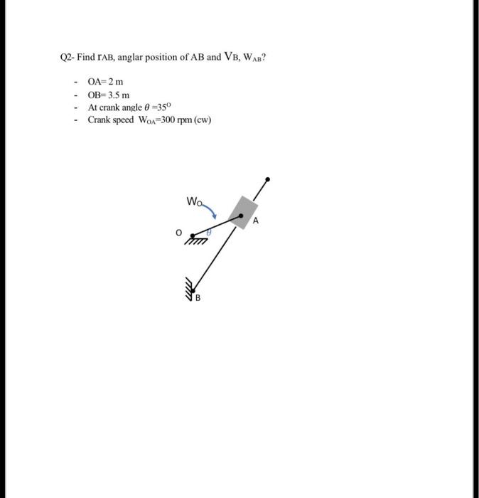 Solved Q2- Find rAB, anglar position of AB and VB,WAB ? - | Chegg.com