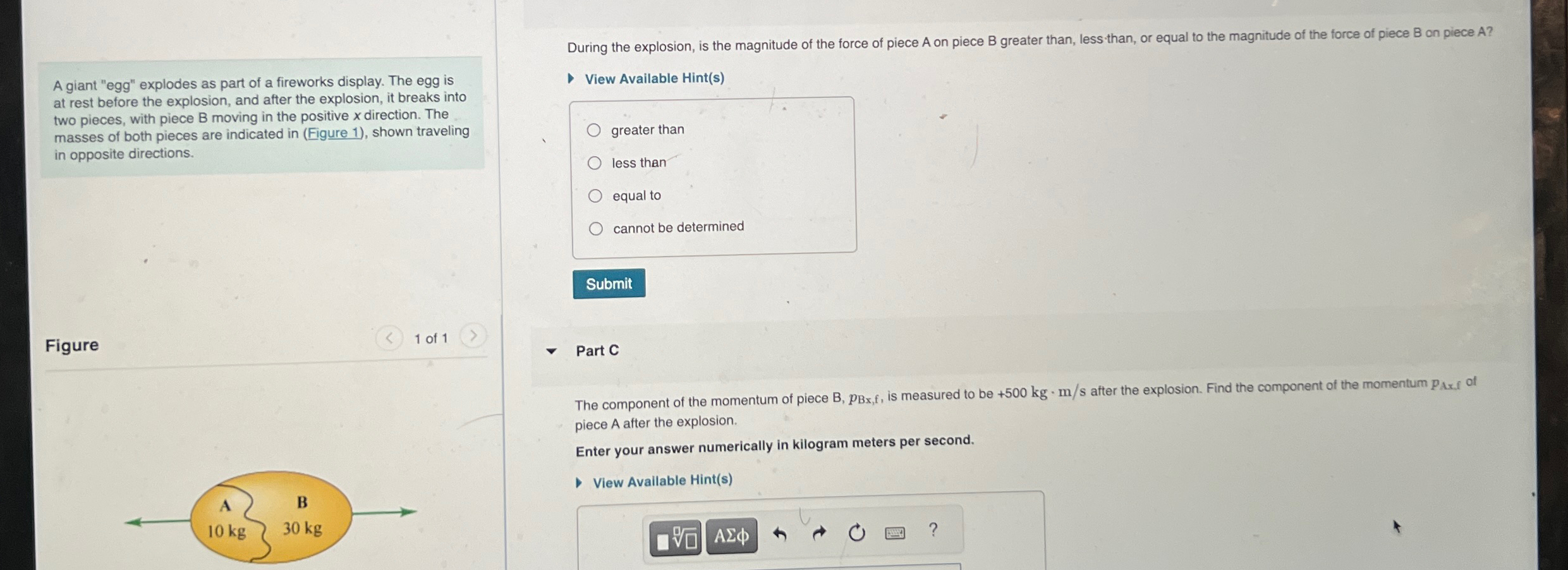 Solved A giant "egg" explodes as part of a fireworks | Chegg.com