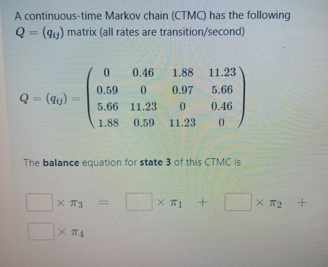 Solved A continuous-time Markov chain (CTMC) has the | Chegg.com