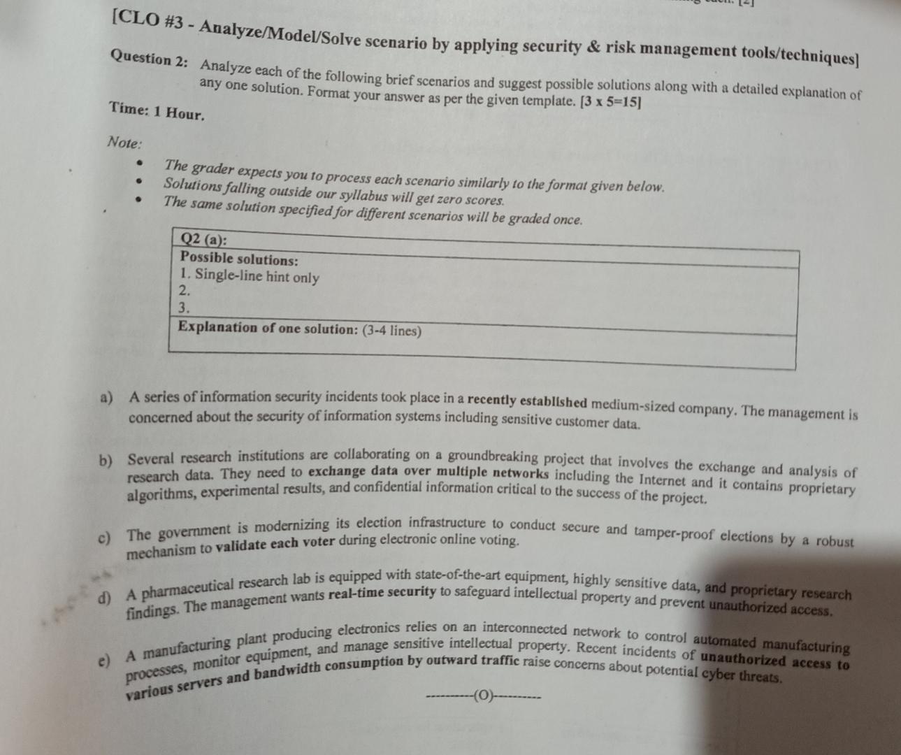 Solved [CLO #3 - ﻿Analyze/Model/Solve scenario by applying | Chegg.com