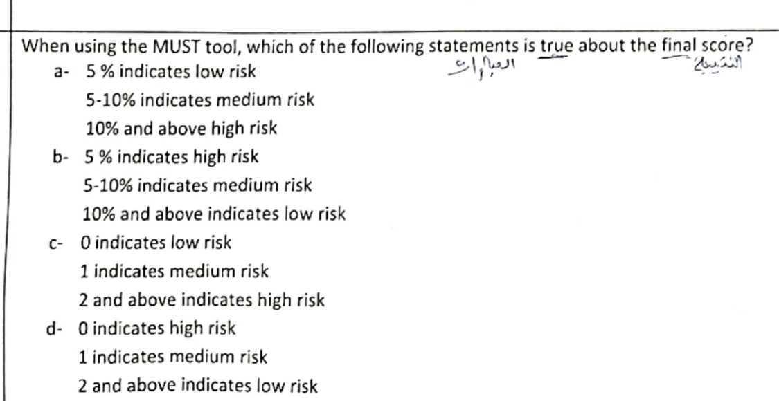 Solved When using the MUST tool, which of the following | Chegg.com