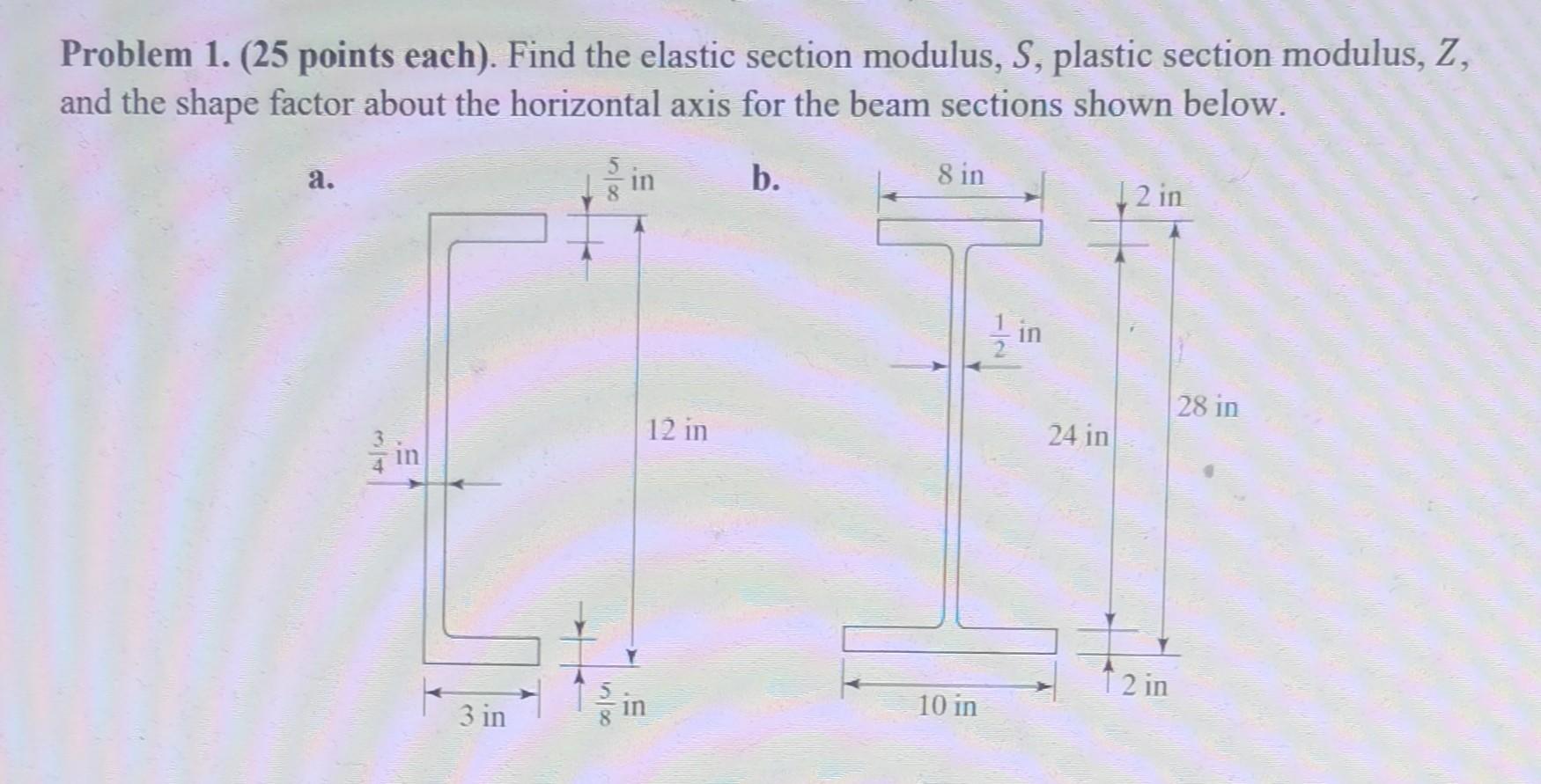 Solved Problem 1. (25 points each). Find the elastic section | Chegg.com