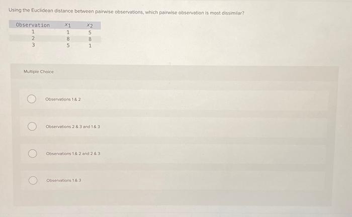 Solved Using the Euclidean distance between pairwise | Chegg.com