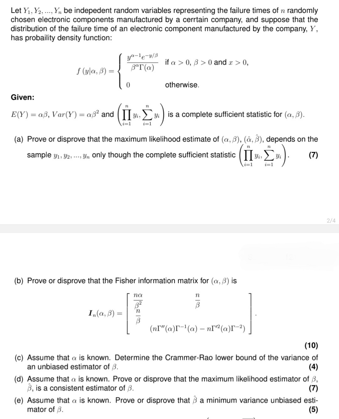 Solved Let Y1,Y2,dots,Yn ﻿be indepedent random variables | Chegg.com