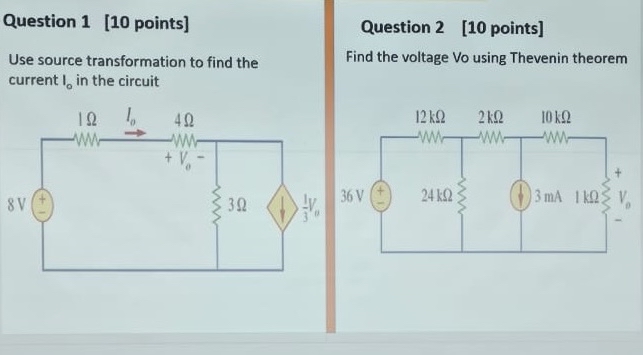 Solved Question 1 [ 10 ﻿points]Use source transformation to | Chegg.com