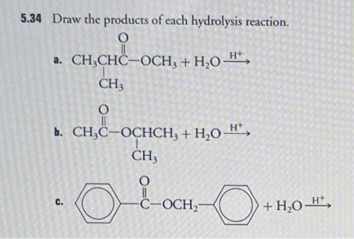Solved .34 Draw the products of each hydrolysis reaction. a. | Chegg.com