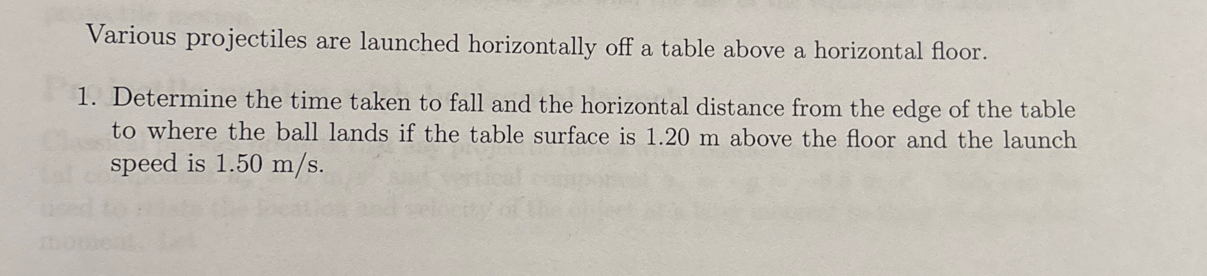 Solved Various projectiles are launched horizontally off a | Chegg.com