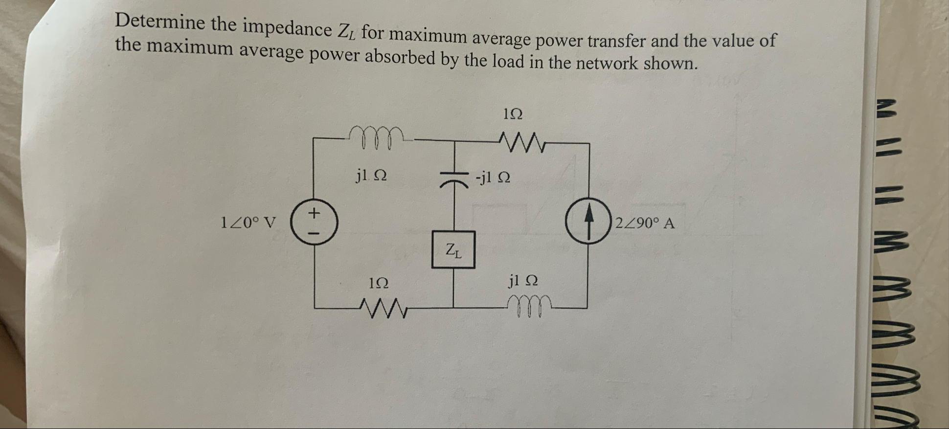 Determine the impedance ZL ﻿for maximum average power | Chegg.com