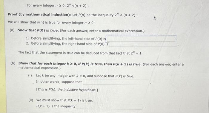 Solved For every integer n≥0,2n