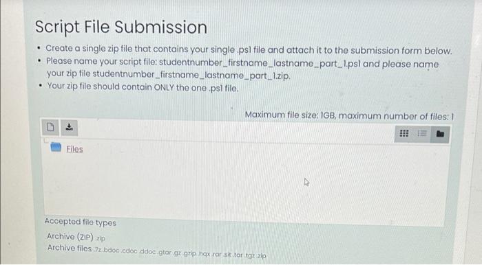 Solved Script File Submission • Create a single zip file | Chegg.com