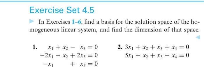 Solved Exercise Set 4.5 In Exercises 1-6, find a basis for | Chegg.com