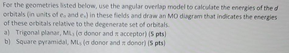 Solved For the geometries listed below, use the angular | Chegg.com