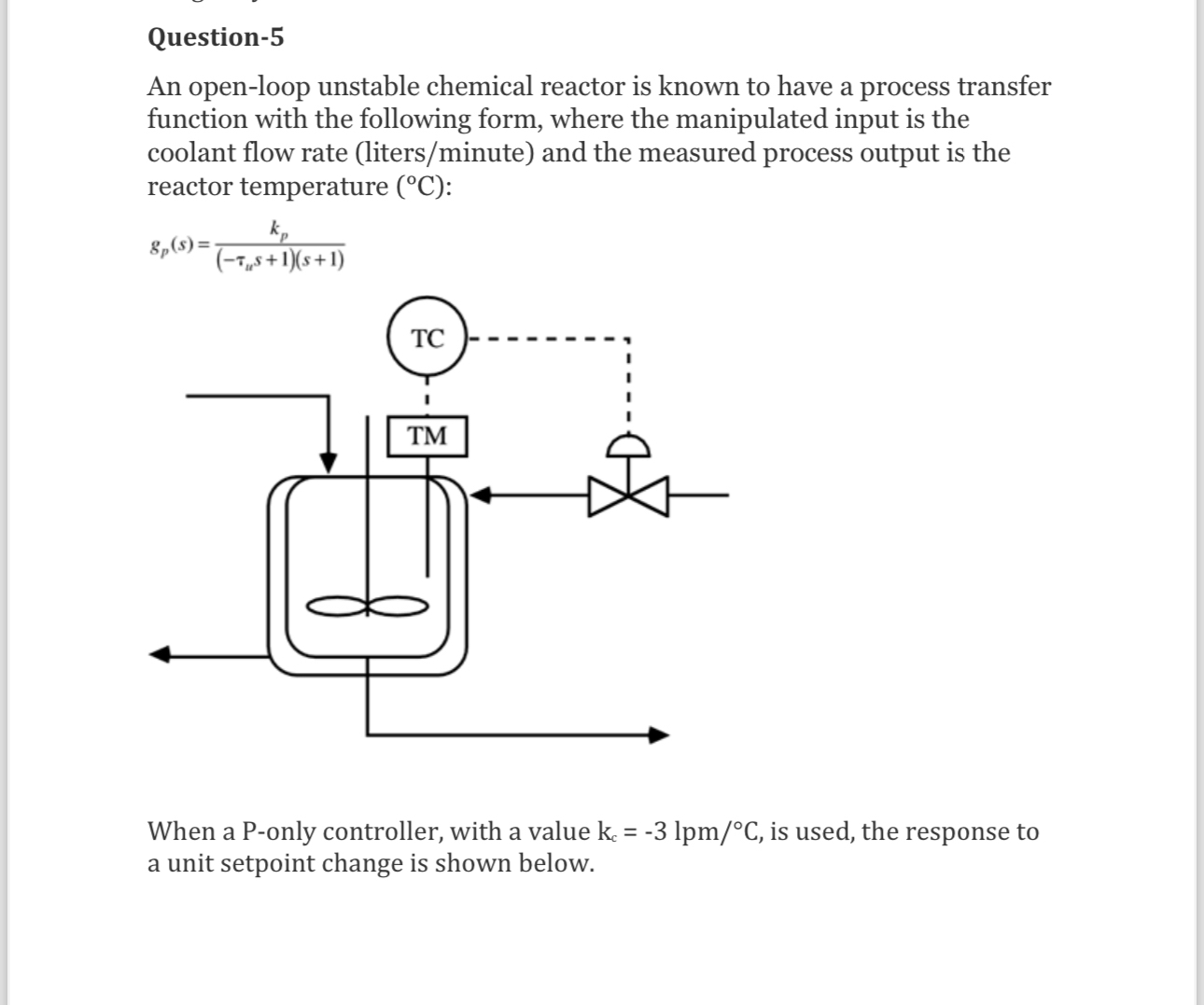 Solved Question-5An open-loop unstable chemical reactor is | Chegg.com