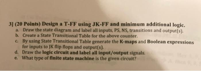 Solved 3] (20 Points) Design a T-FF using JK-FF and minimum | Chegg.com