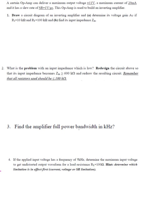 Solved A certain Op-Amp can deliver a maximum output voltage | Chegg.com