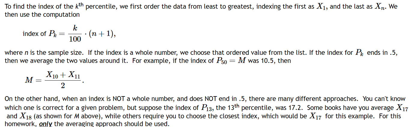 Solved To find the index of the kth ﻿percentile, we first | Chegg.com