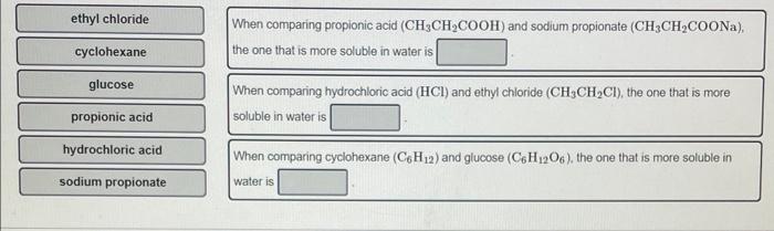 Solved When comparing propionic acid (CH3CH2COOH) and sodium | Chegg.com