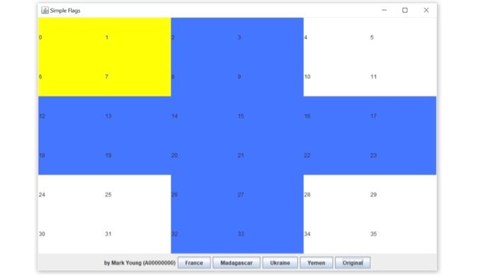 Solved Simple Flags (GUI and Arrays)SynopsisCreate a Swing | Chegg.com
