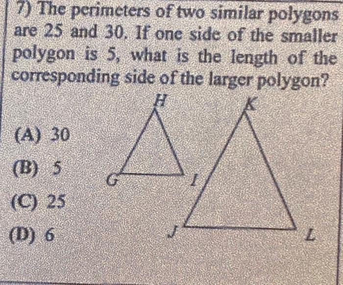 Solved The perimeters of two similar polygons are 25 and 30. | Chegg.com