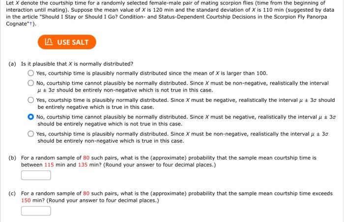 Solved Let χ denote the courtship time for a randomly | Chegg.com