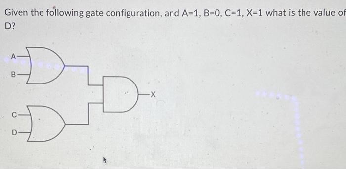 Solved Given the following gate configuration, and A=1, B=0, | Chegg.com