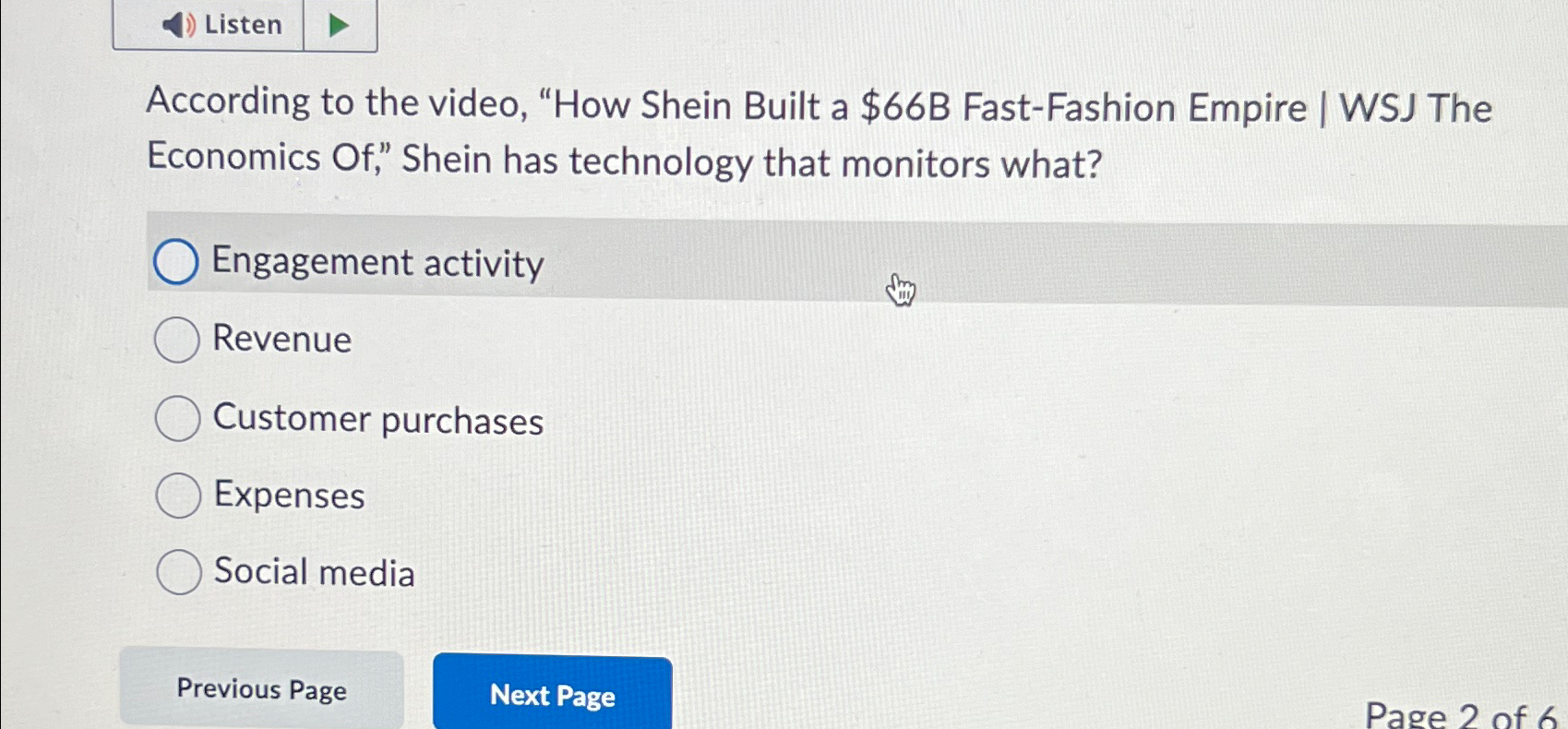 Solved ListenAccording to the video, "How Shein Built a $66B | Chegg.com