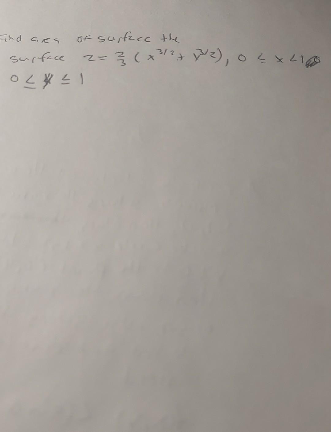 Solved Find ares of surface the surface | Chegg.com