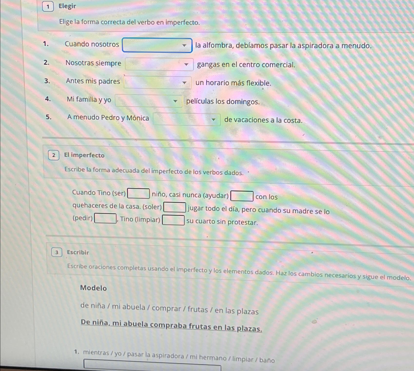 Solved ElegirElige la forma correcta del verbo en | Chegg.com