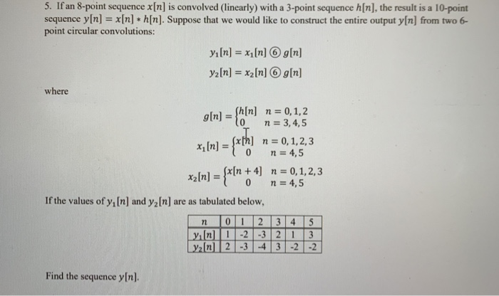5. If an 8-point sequence x[n] is convolved | Chegg.com