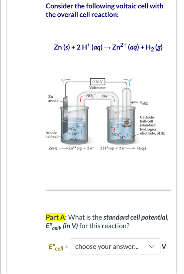 Solved Consider the following voltaic cell with the overall | Chegg.com
