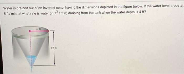 Solved Wat is drained out of an invented cone having the | Chegg.com