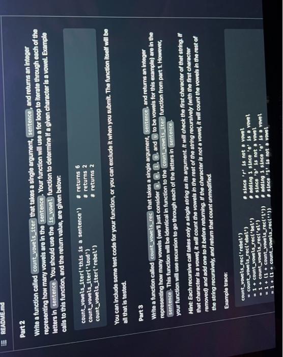 Solved Part 1 Write a function called is vowel that takes a | Chegg.com