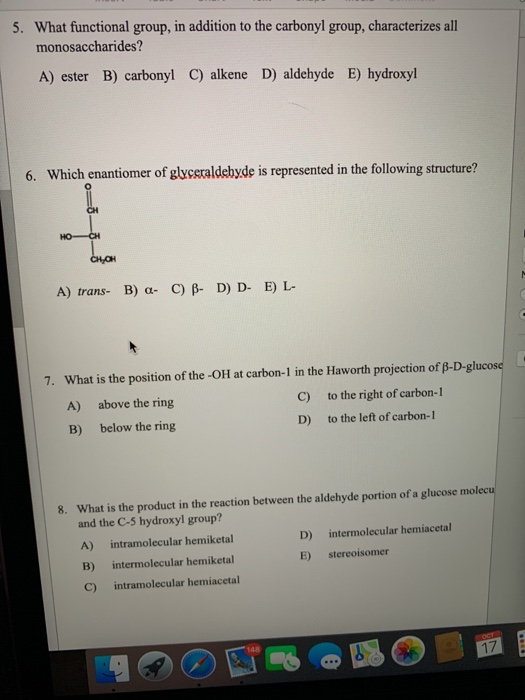 Solved 5. What functional group, in addition to the carbonyl | Chegg.com