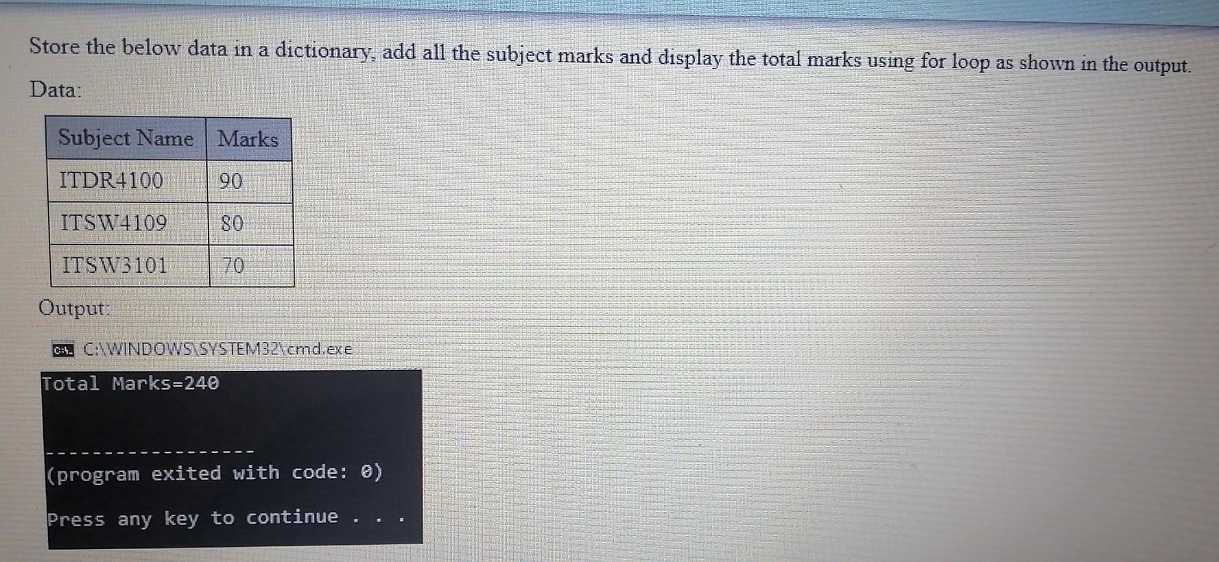 Solved Store the below data in a dictionary, add all the | Chegg.com