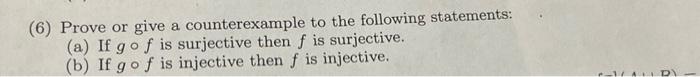 Solved (6) Prove or give a counterexample to the following | Chegg.com