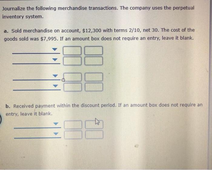 Solved Journalize the following merchandise transactions. | Chegg.com