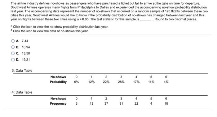 Solved The airline industry defines no-shows as passengers | Chegg.com