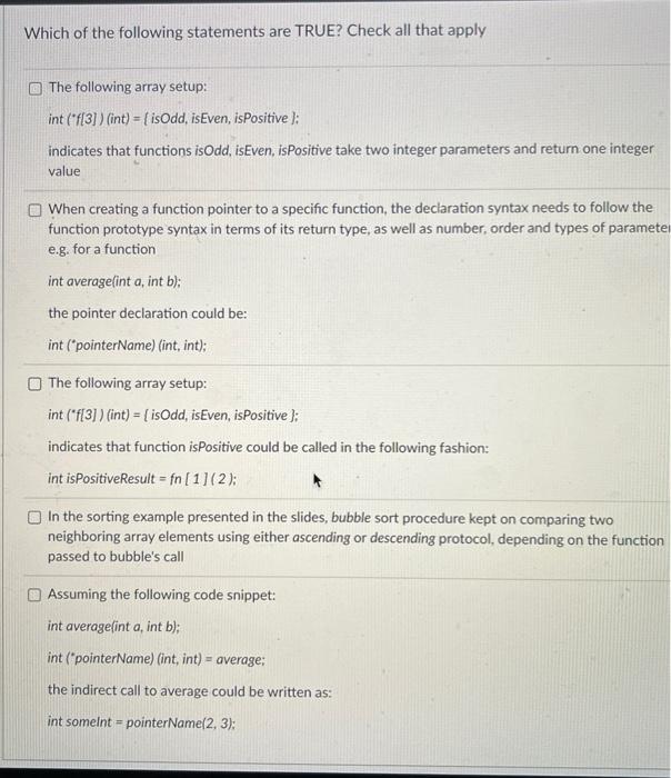 Solved Which of the following statements are TRUE? Check all | Chegg.com