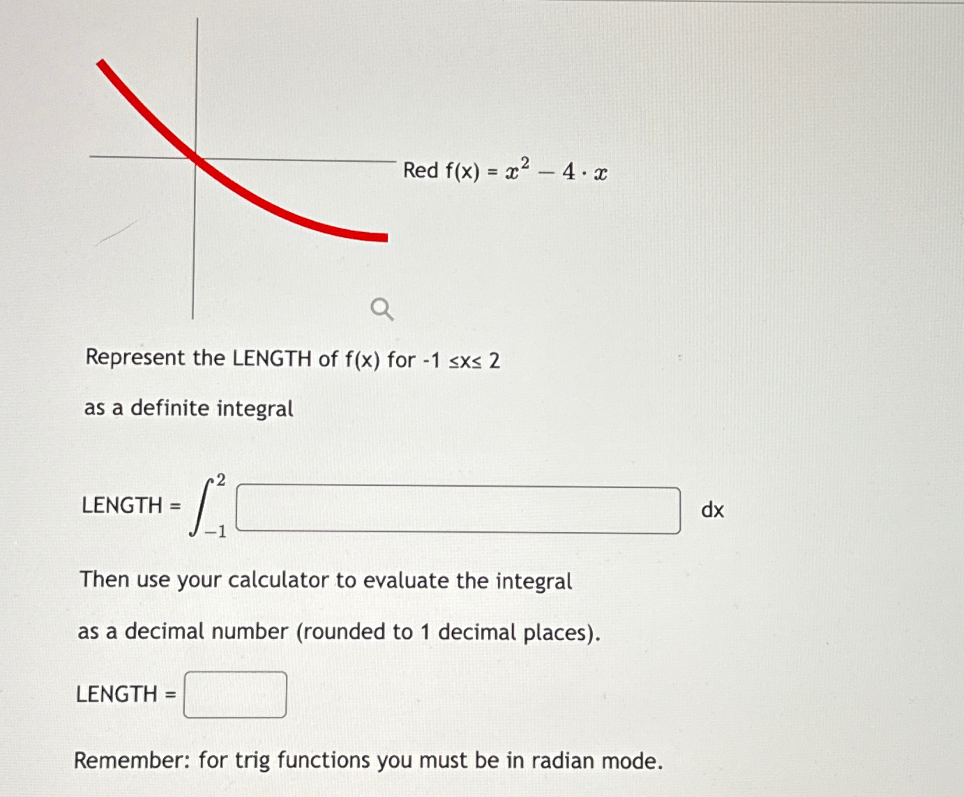 Solved Represent the LENGTH of f(x) ﻿for -1≤x≤2as a definite | Chegg.com