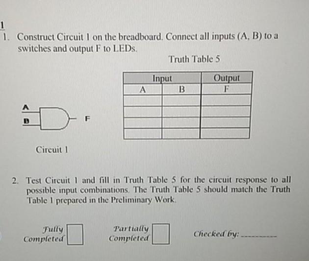 Solved 1 1. Construct Circuit I on the breadboard. Connect | Chegg.com